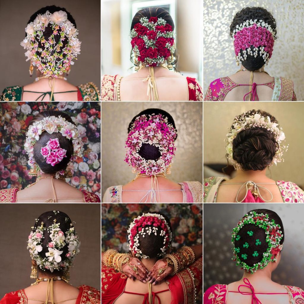 15+ Bridal Bun Hairstyles with Flower Jewellery - K4 Fashion