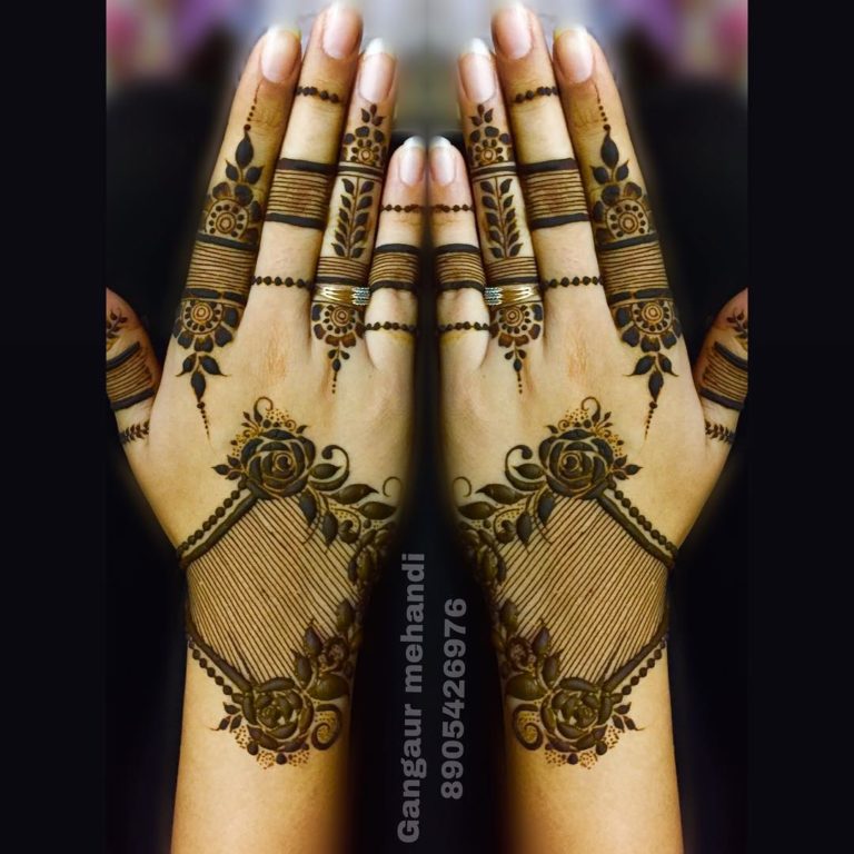 Rajasthani full hand mehndi designs for Gangaur Festival - K4 Fashion