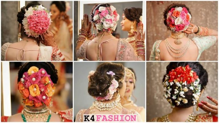 Bridal Floral Bun Hairstyles for Wedding Day - K4 Fashion