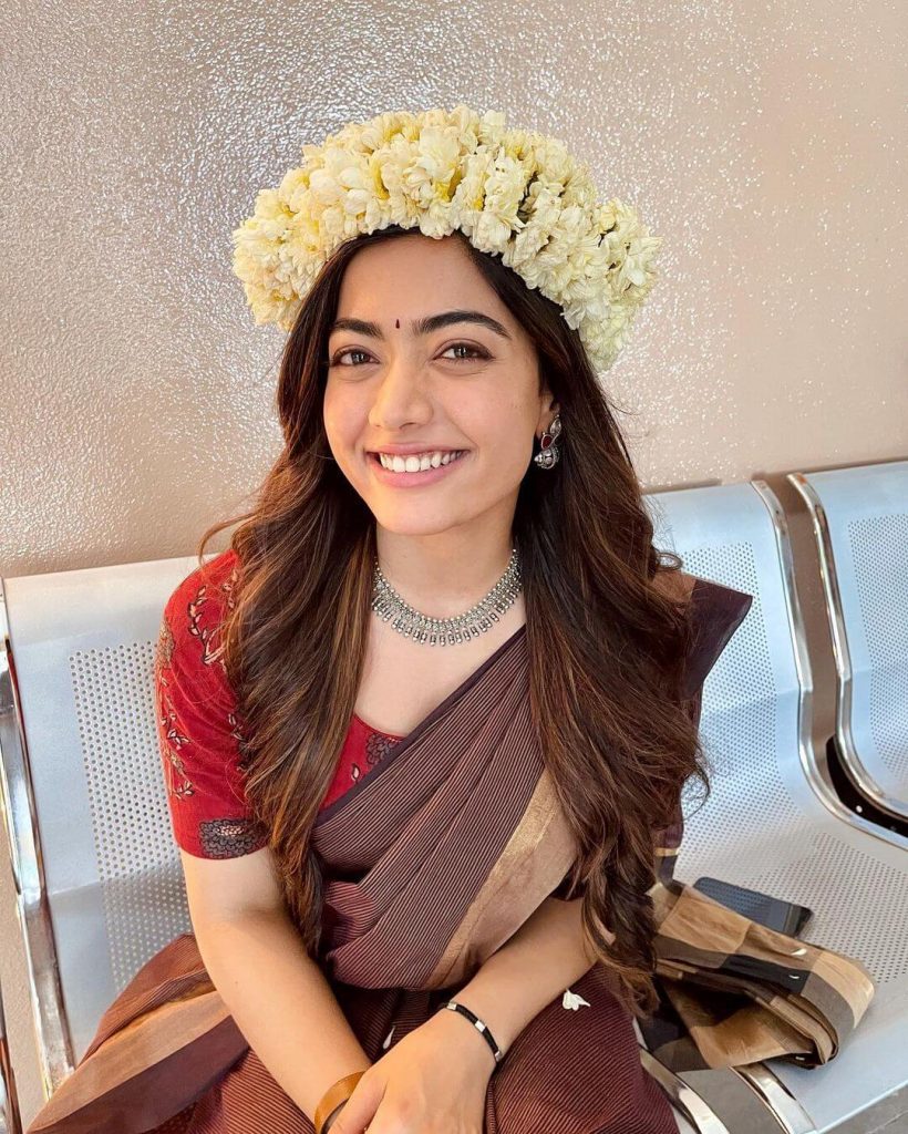 Geetha Govindam Actress Rashmika Mandanna In Brown Toned Saree With A 8326