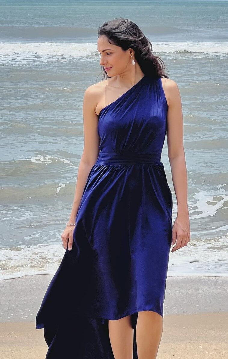 Andrea Jeremiah Inn Blue One Side Shoulder Dress Can Be Your Beach ...
