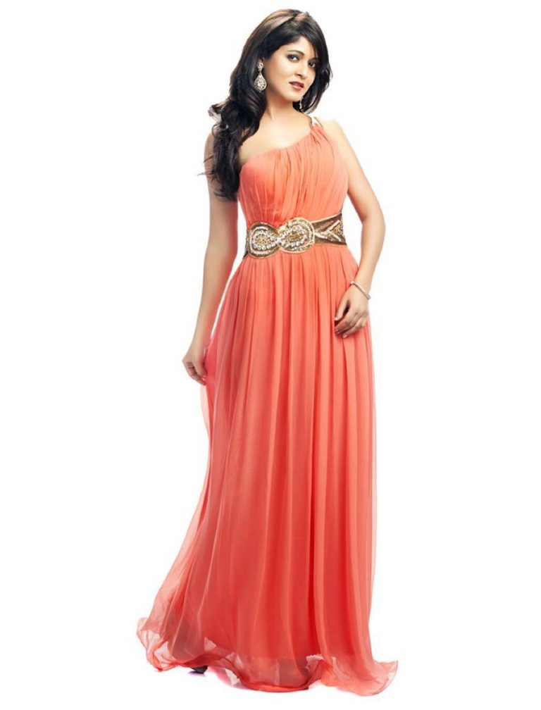 parvathi-nirban-fabulous-look-in-orange-one-side-shoulder-dress - K4 ...
