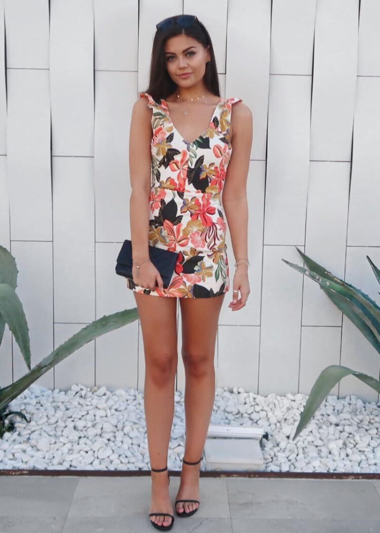 Emily Canham In Floral Print Mini Dress - K4 Fashion